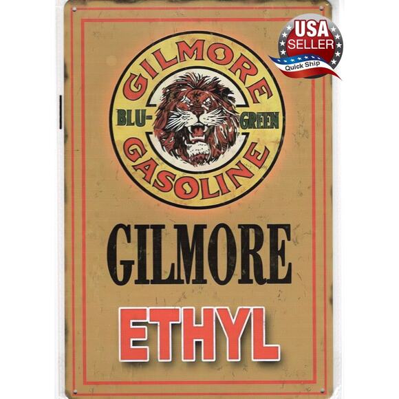 Husky | Accents | Retro Tin Sign Petroliana Gilmore Lion Bluegreen ...